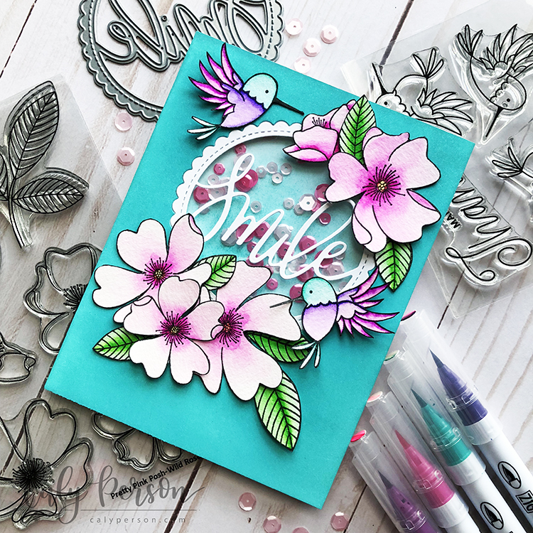 Pretty Pink Posh – Wild Rose Shaker Card – Caly Person