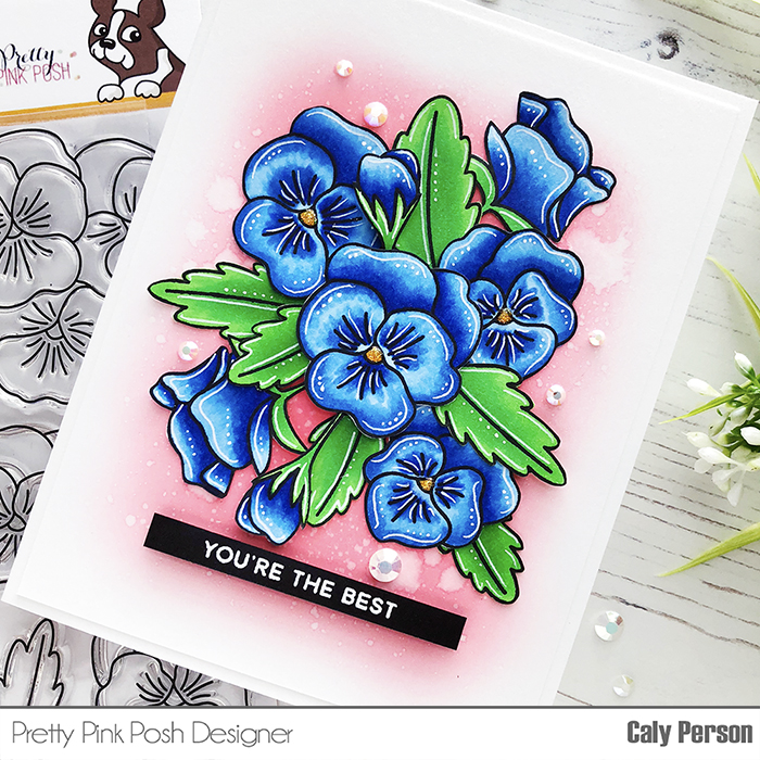 Pretty Pink Posh – Blue Pansies – Caly Person