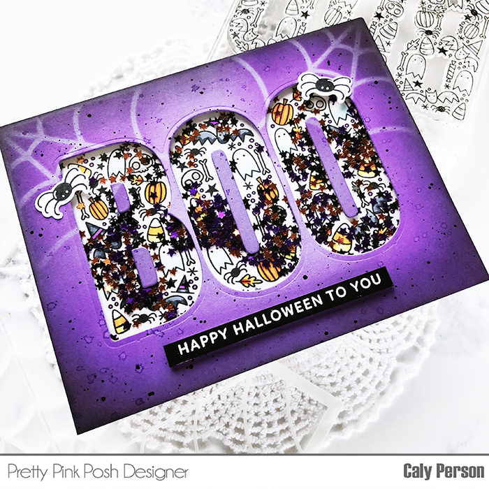 Pretty Pink Posh – Boo Shaker Card – Caly Person