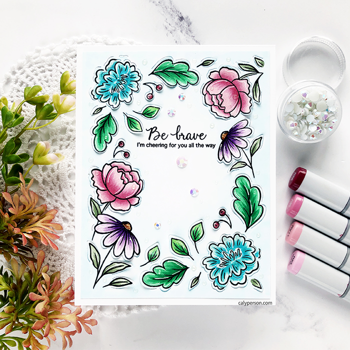 Stamptember – Pinkfresh Studio – Partial Cut Floral Frame – Caly Person