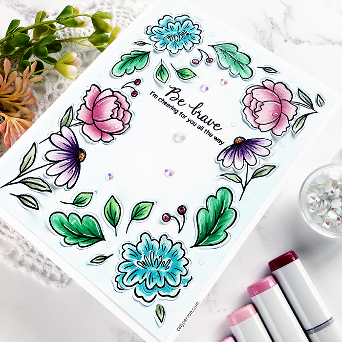Stamptember – Pinkfresh Studio – Partial Cut Floral Frame – Caly Person
