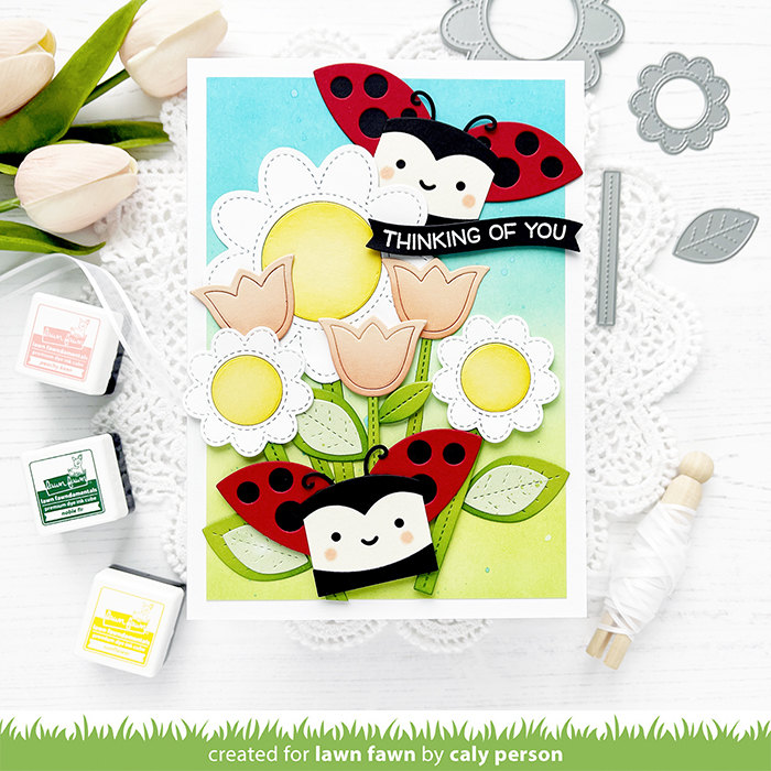 Lawn Fawn – Spring Flowers and Ladybugs – Caly Person