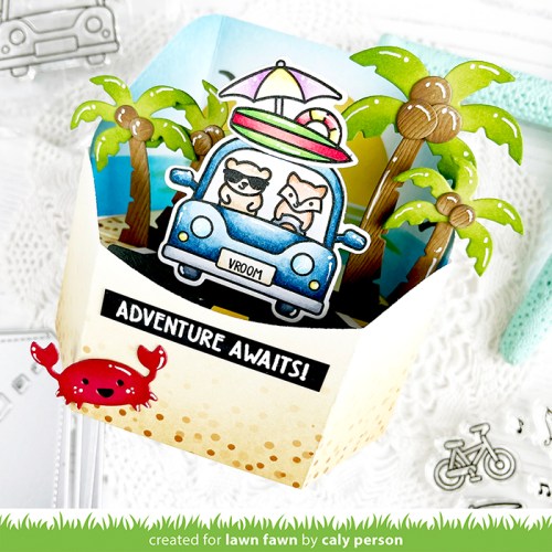Lawn Fawn – Car Critters Beach Road Trip Platform Pop-Up – Caly Person